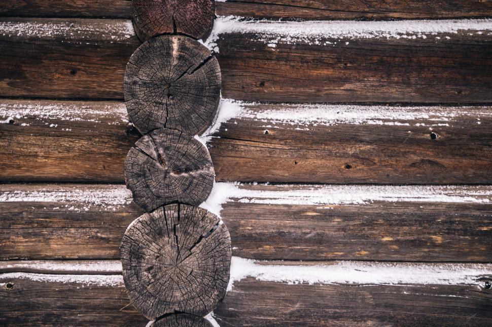 Free Stock Photo of A row of wood logs with snow on them | Download ...