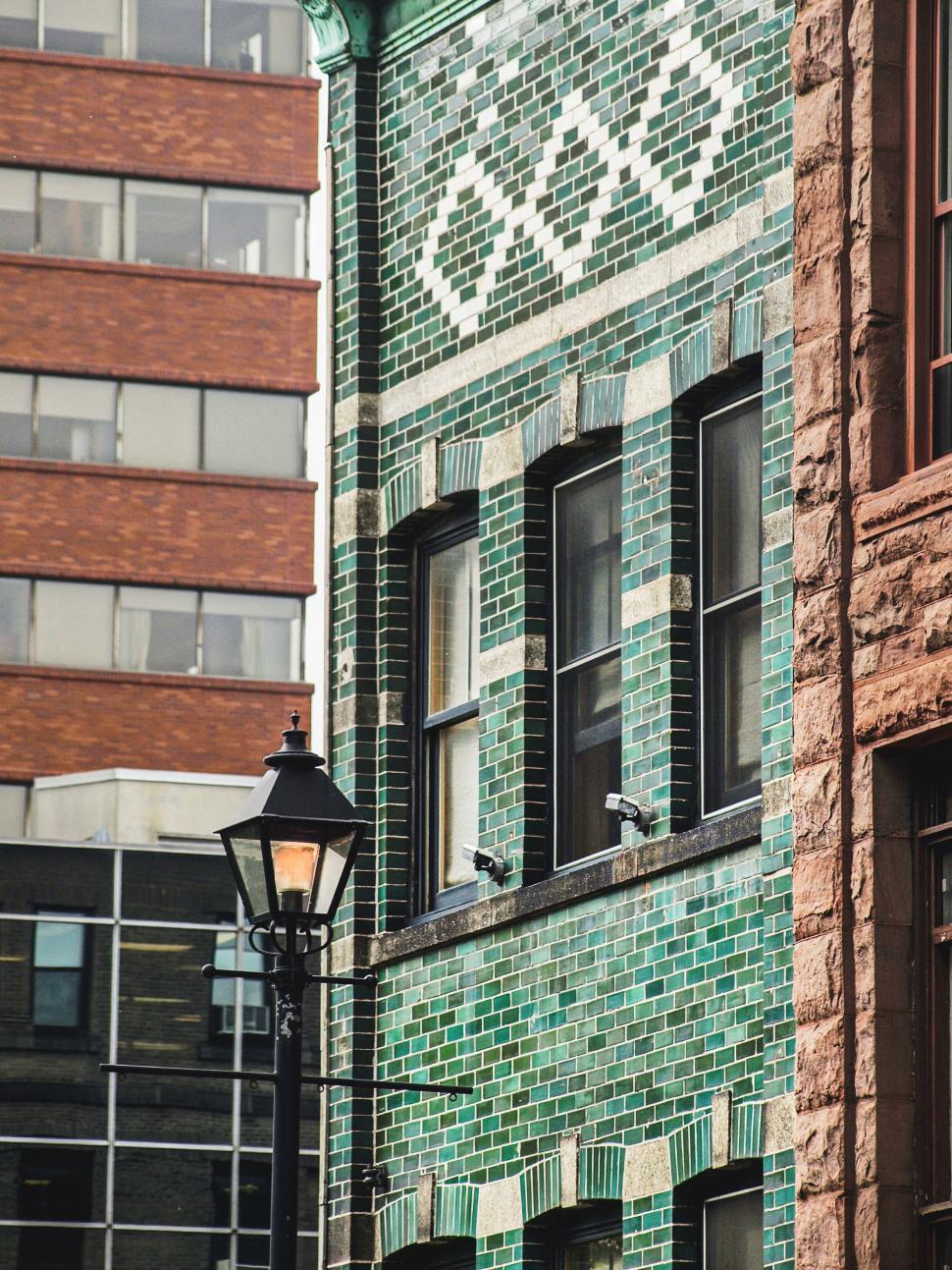 Free Stock Photo of Old brick building with green tile facade ...