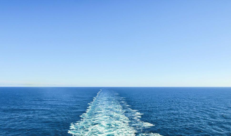 Free Stock Photo of Calm blue ocean with wake trail | Download Free ...