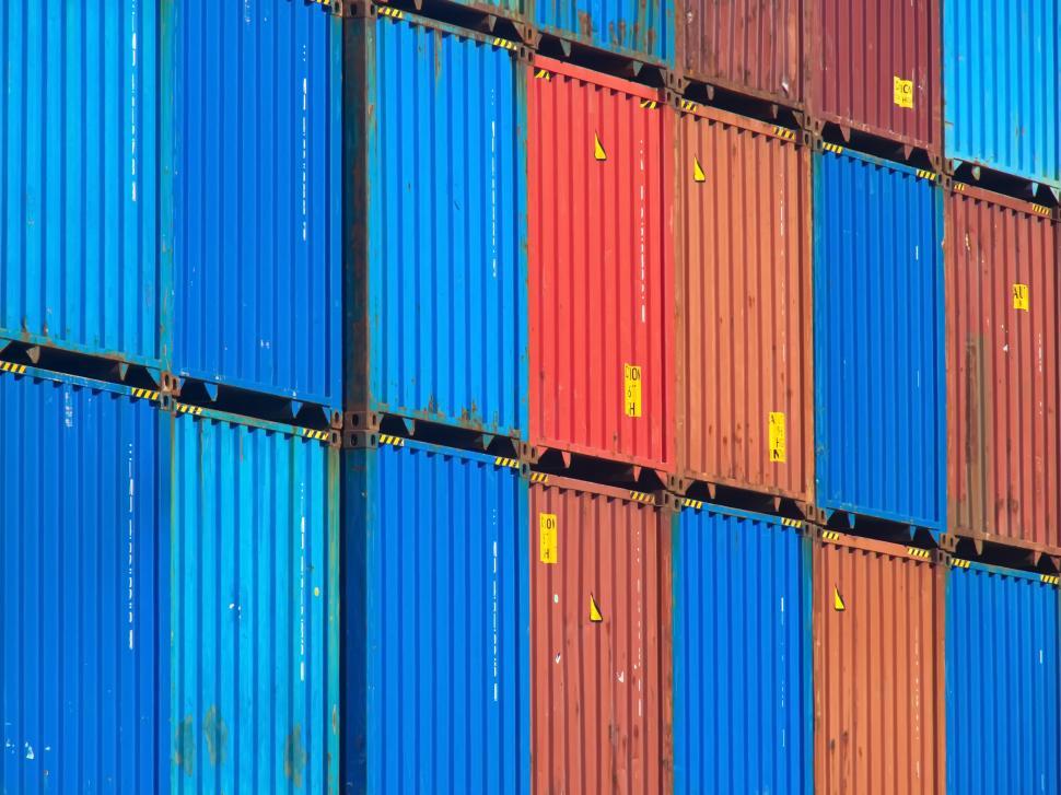 Free Stock Photo of Stacked colorful shipping containers pattern ...