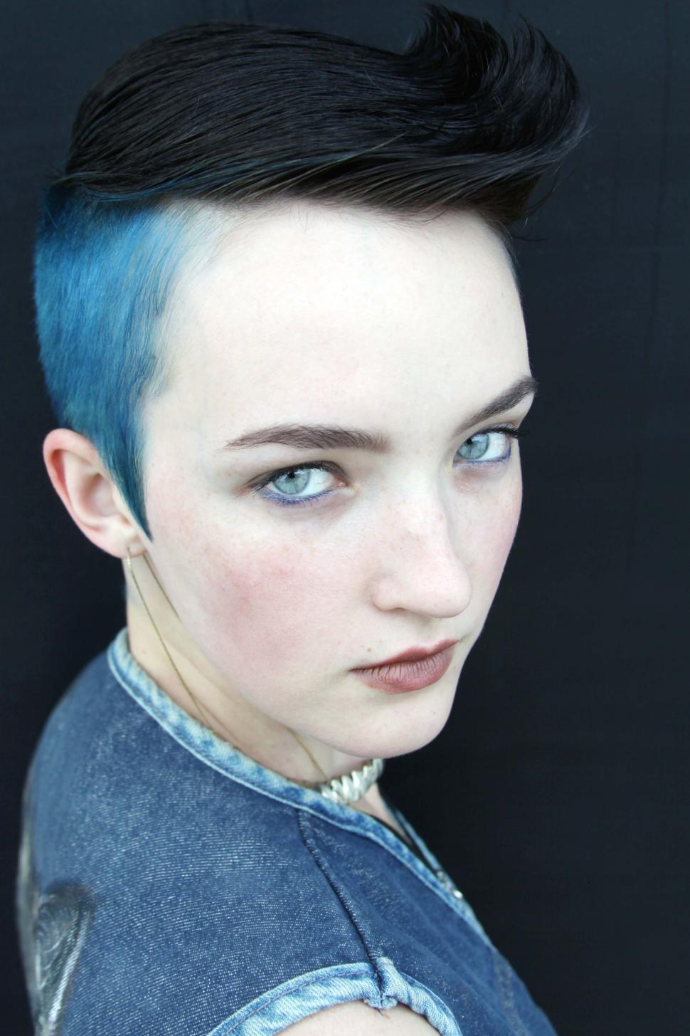 Free Stock Photo of Woman with blue hair in contemporary portrait ...