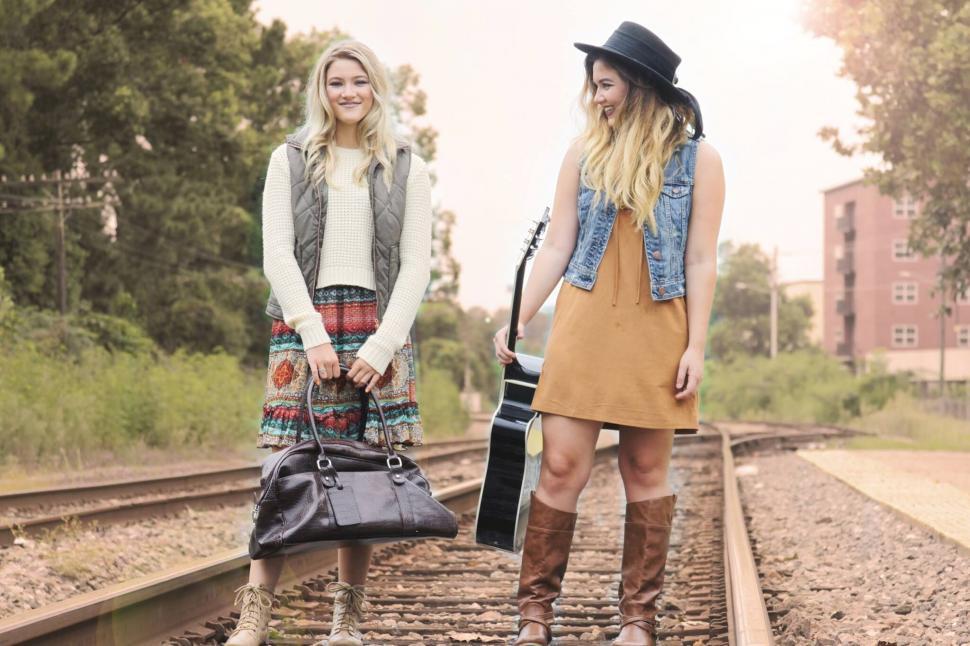 Free Stock Photo of Two friends with luggage on train tracks | Download ...