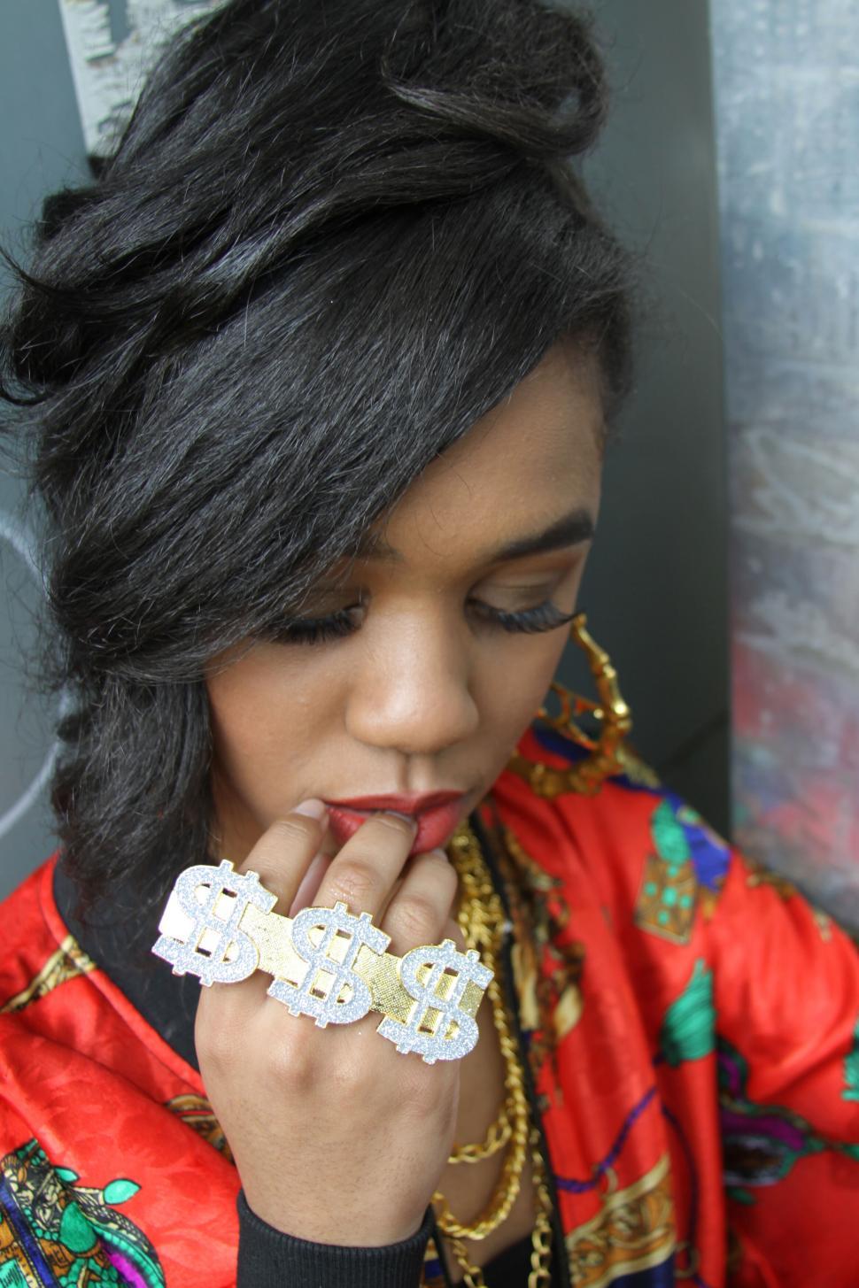 Free Stock Photo of Woman with bling jewelry looking contemplative ...