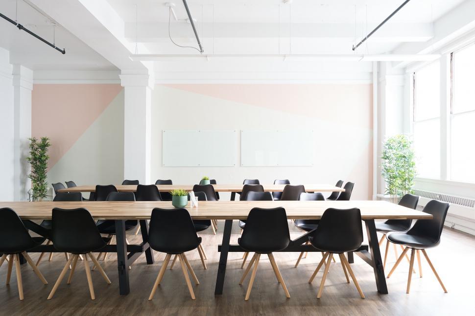 Free Stock Photo of Modern conference room with long table and chairs ...