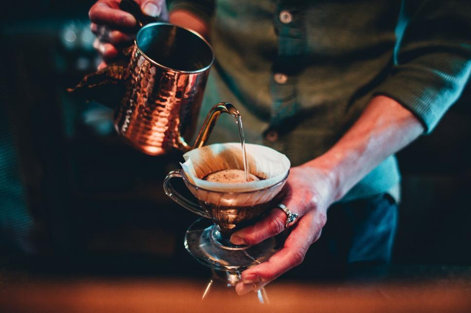 Free Stock Photo of Person pouring coffee with a brass pot | Download ...