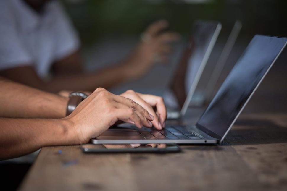 Free Stock Photo of Close-up of hands typing on laptop keyboard ...