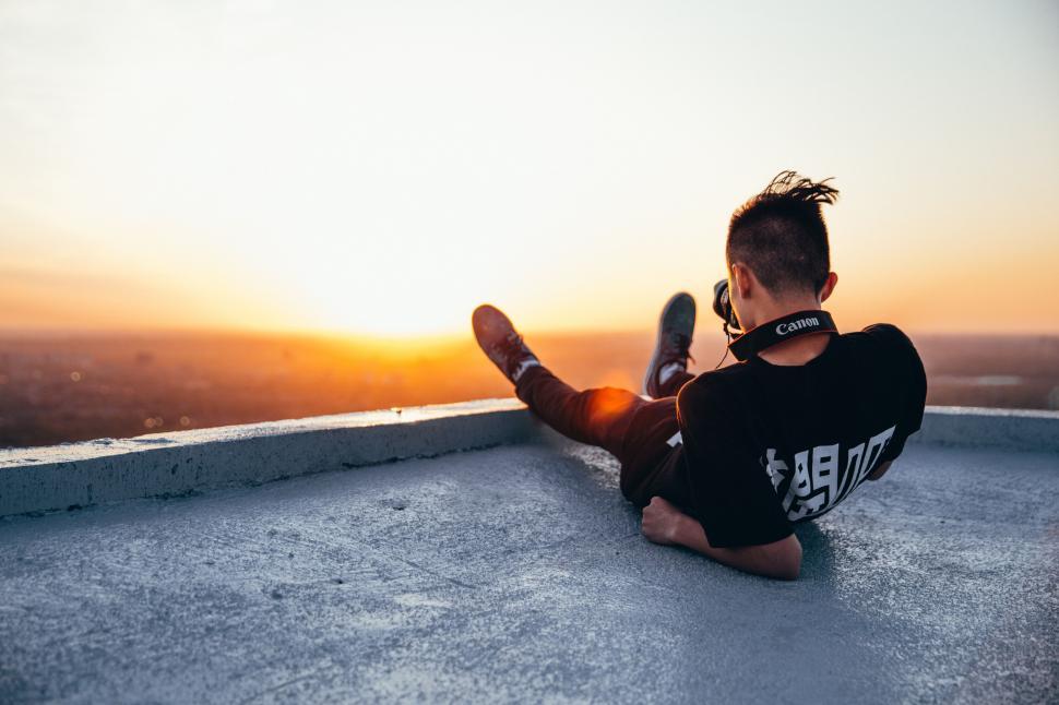 Free Stock Photo of Relaxed individual watching sunset | Download Free ...