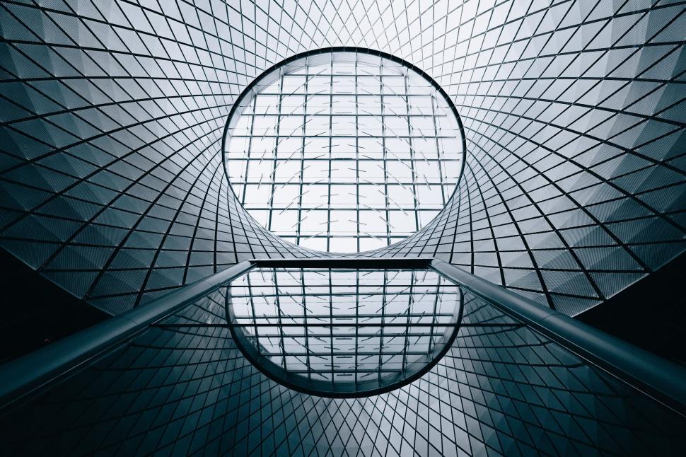 Free Stock Photo of Modern architectural symmetry of glass ceiling ...