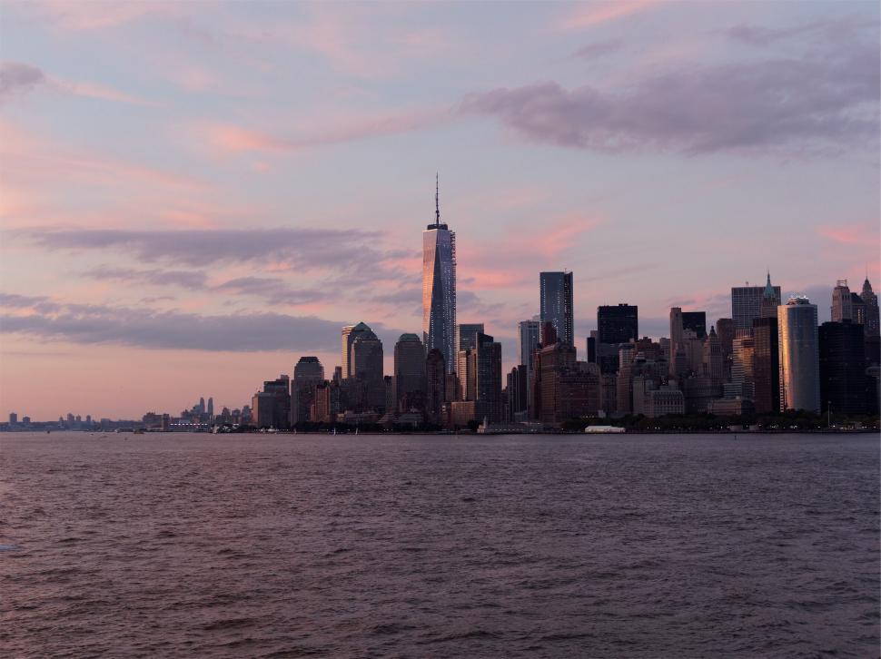 Free Stock Photo of New York City skyline at dusk with water | Download ...