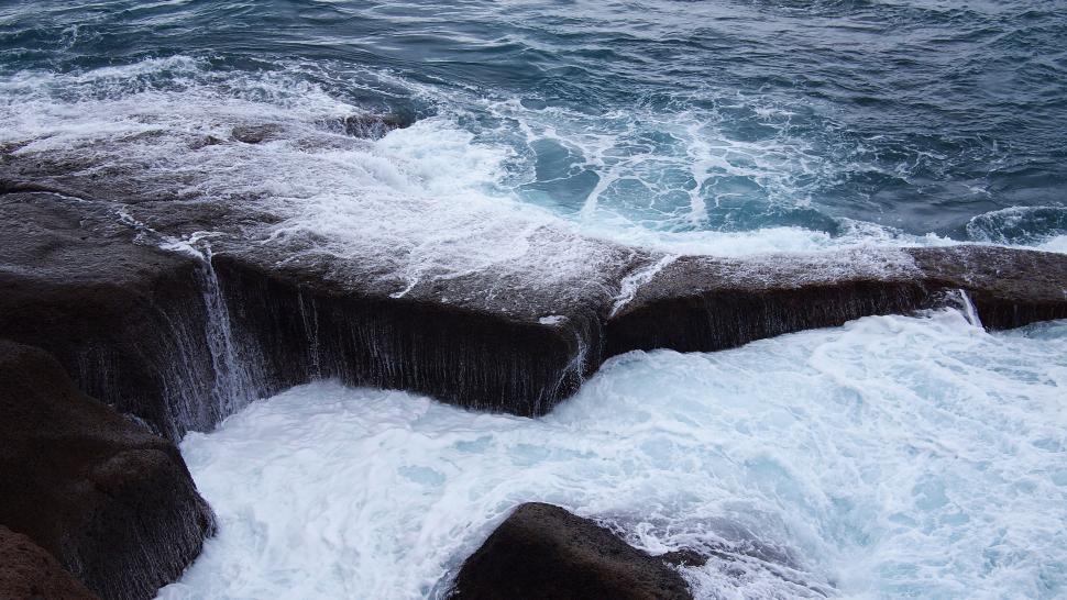 Free Stock Photo of Powerful waves crashing into rocky shore | Download ...