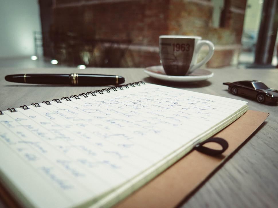 Free Stock Photo of Vintage-inspired workplace with coffee and notes ...