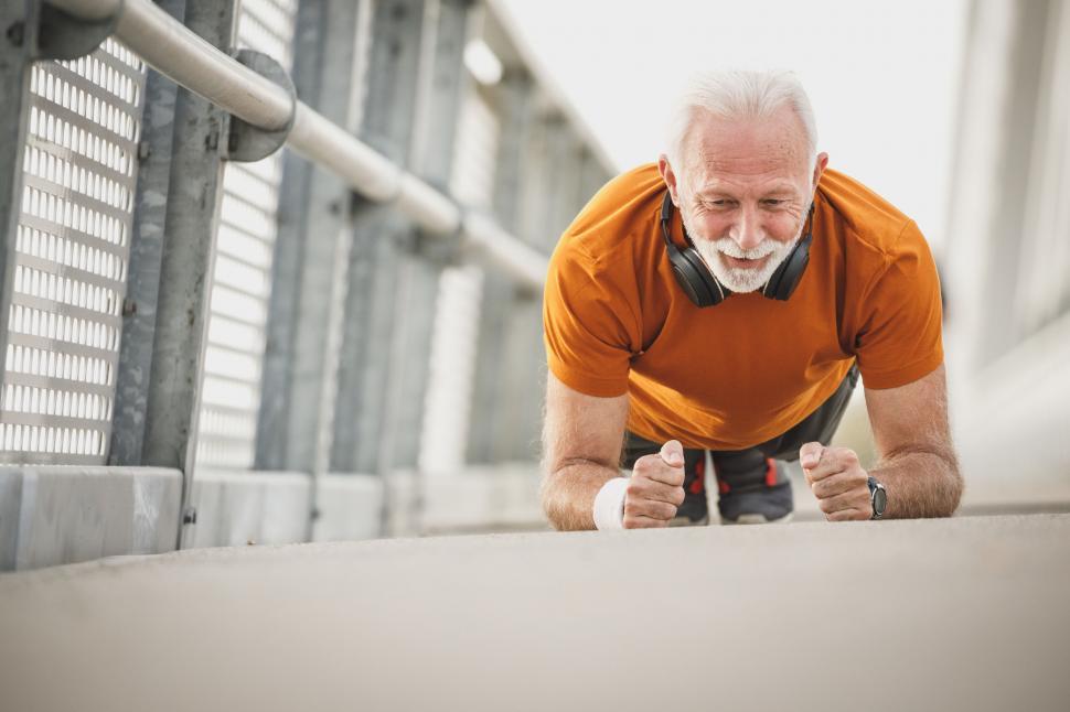 Free Stock Photo of Senior man doing push-ups outdoors | Download Free ...