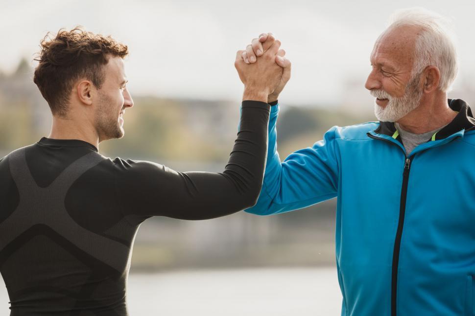 Free Stock Photo of Two athletes celebrating a successful workout ...