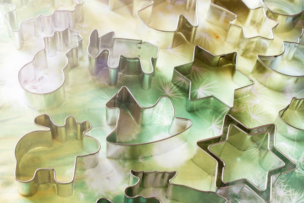 Free Stock Photo of Gleaming cookie cutters on a glass surface ...