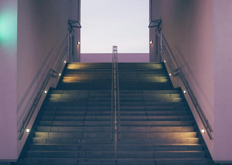 Free Stock Photo of Staircase leading to evening glow calm mood ...