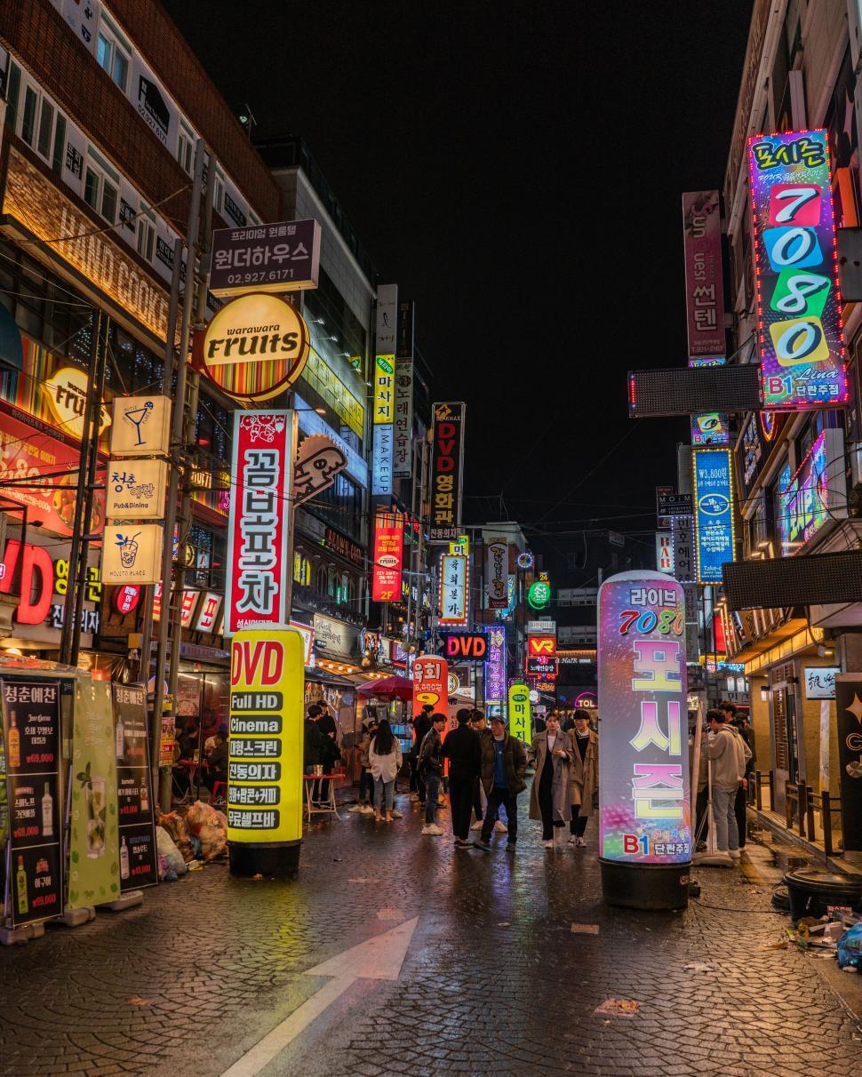 Free Stock Photo of Bustling street in South Korea at night | Download ...