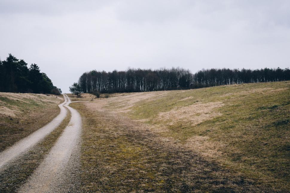 Free Stock Photo of Curvy trail leading through an open field ...