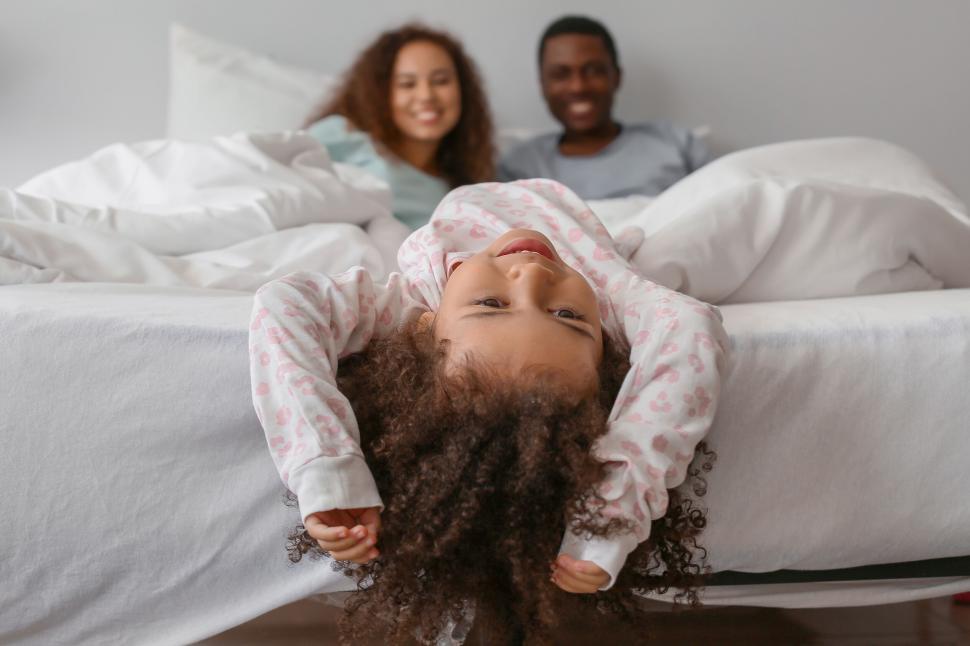 Free Stock Photo of Young girl playing upside down on bed | Download ...