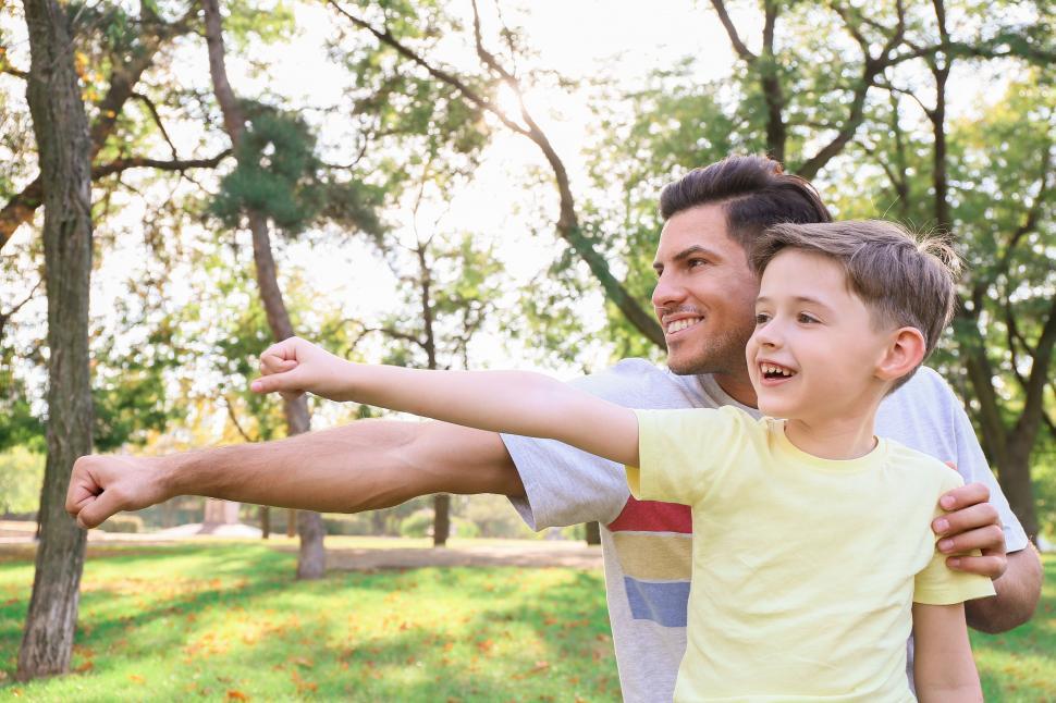 Free Stock Photo of Father and son pretending to be superheroes ...