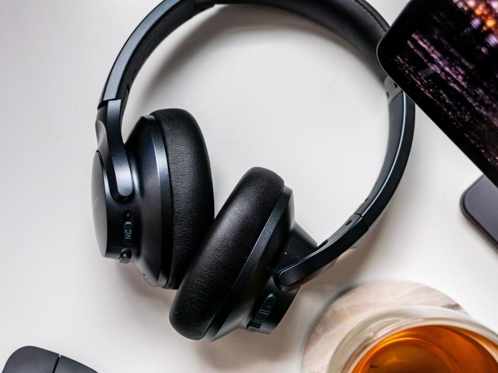 Free Stock Photo of Black wireless headphones on white background ...