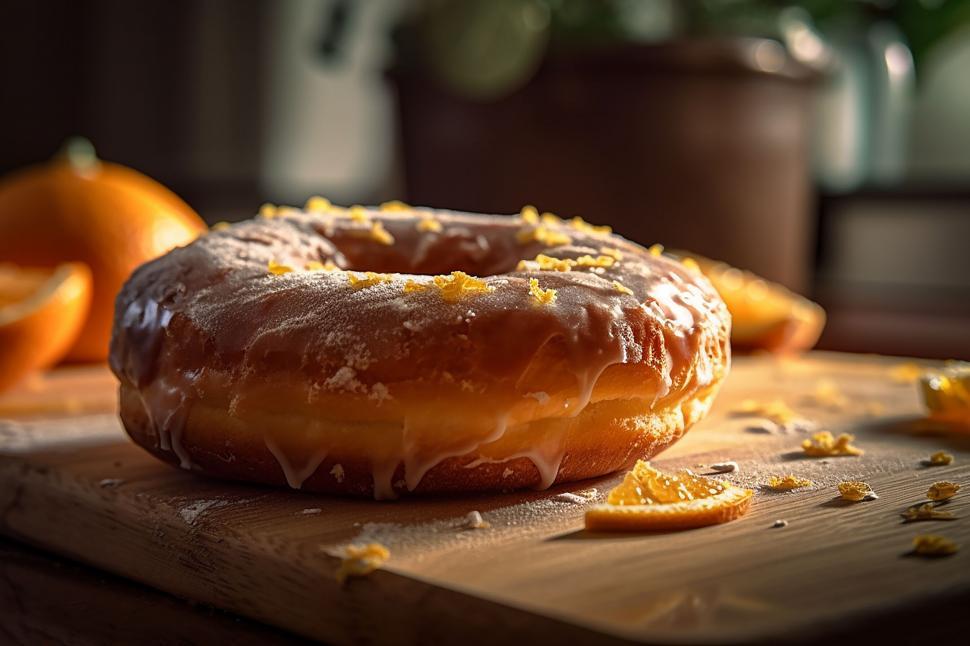 Free Stock Photo of Glazed donut with orange zest sprinkled on top ...