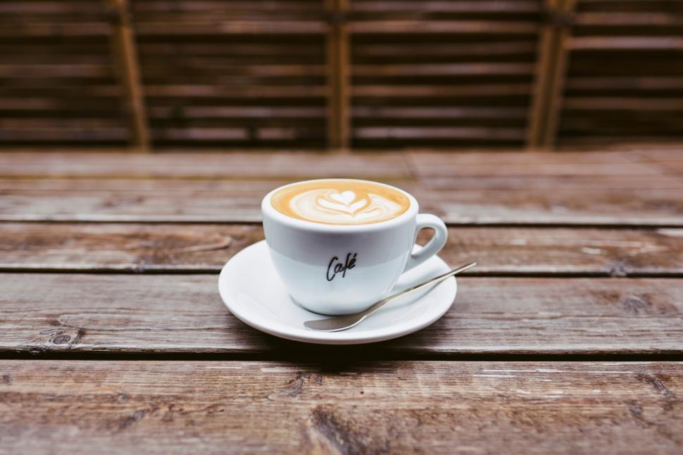 Free Stock Photo of Cup of latte on wooden table | Download Free Images ...