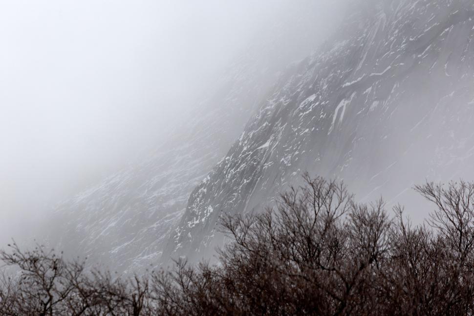 Free Stock Photo of Snow-dusted mountain slope in fog | Download Free ...