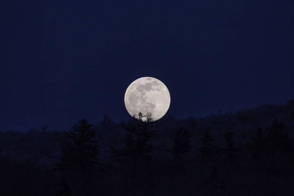 Free Stock Photo of Full moon over a forested mountain | Download Free ...