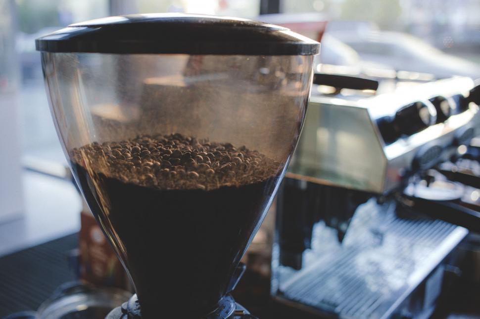 Free Stock Photo of Coffee beans in a grinder at a cafe | Download Free ...