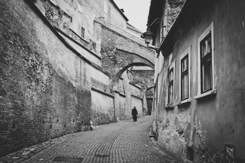 Free Stock Photo of Vintage black and white alleyway scene | Download ...