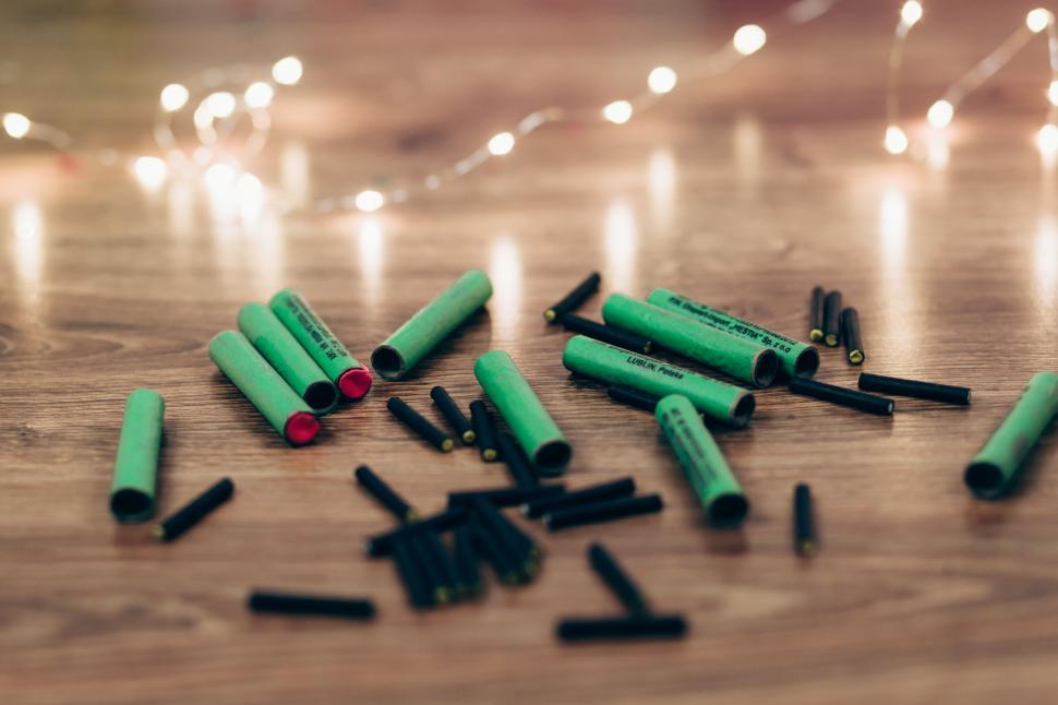 Free Stock Photo of Spent shotgun shells on wooden table | Download ...