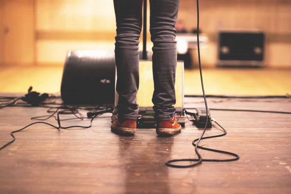 Free Stock Photo of Musician s feet on stage with cables | Download ...