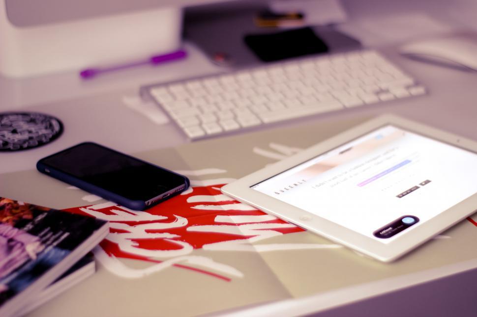 Free Stock Photo of Lifestyle-focused workspace with tech gadgets ...