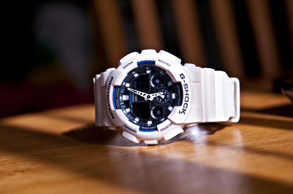 Free Stock Photo of White G-Shock wristwatch on a table | Download Free ...