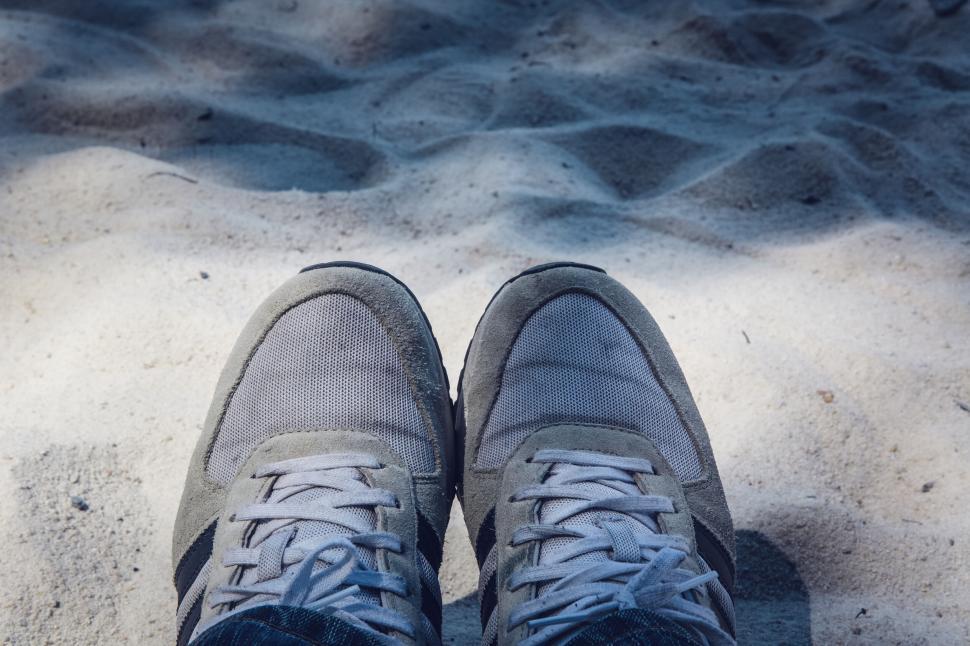 Free Stock Photo of Pair of shoes on sandy beach texture | Download ...