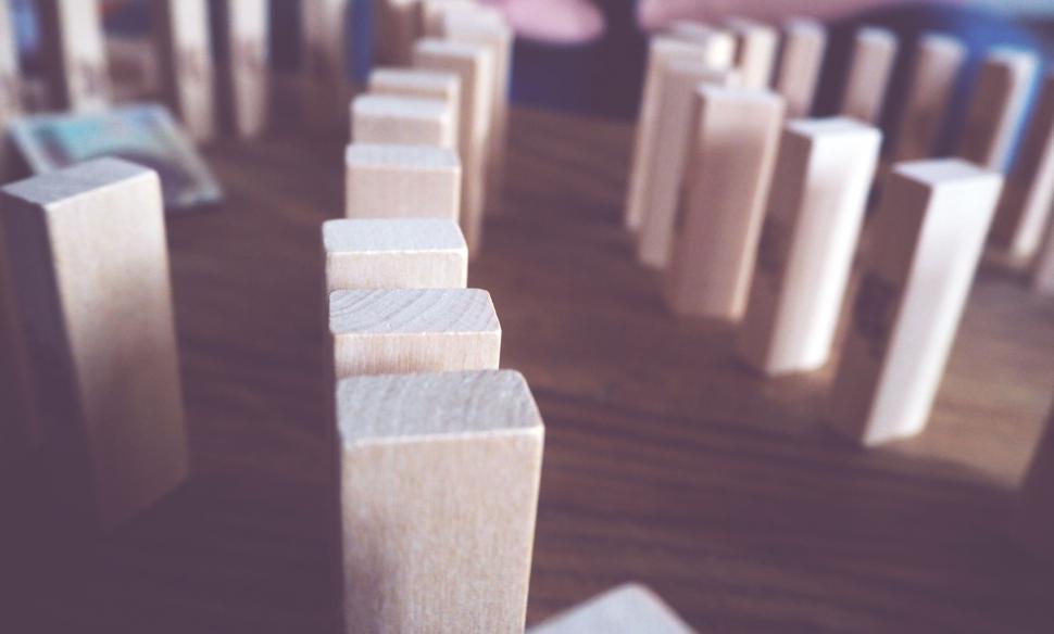 Free Stock Photo of Dominoes arranged in a precarious sequence ...