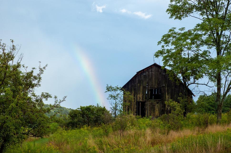 Free Stock Photo of Old barn under a rainbow in a lush field | Download ...