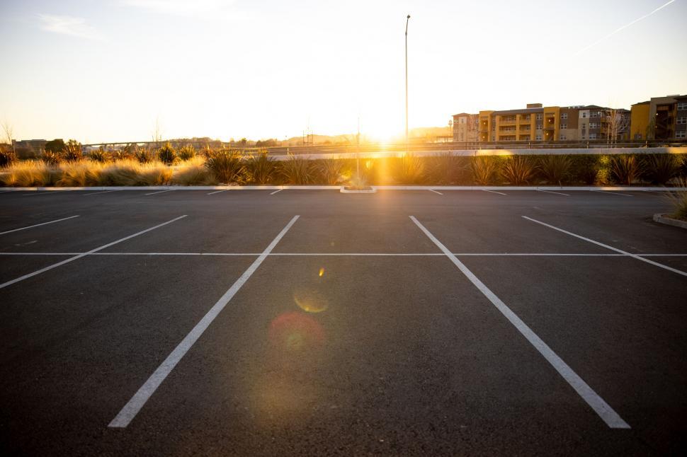Free Stock Photo of Sunset over an empty parking lot | Download Free ...