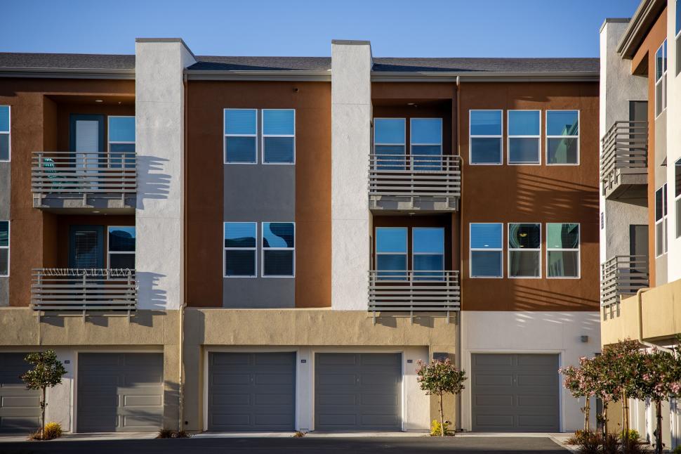 Free Stock Photo of Modern townhouses with stylish garages | Download ...