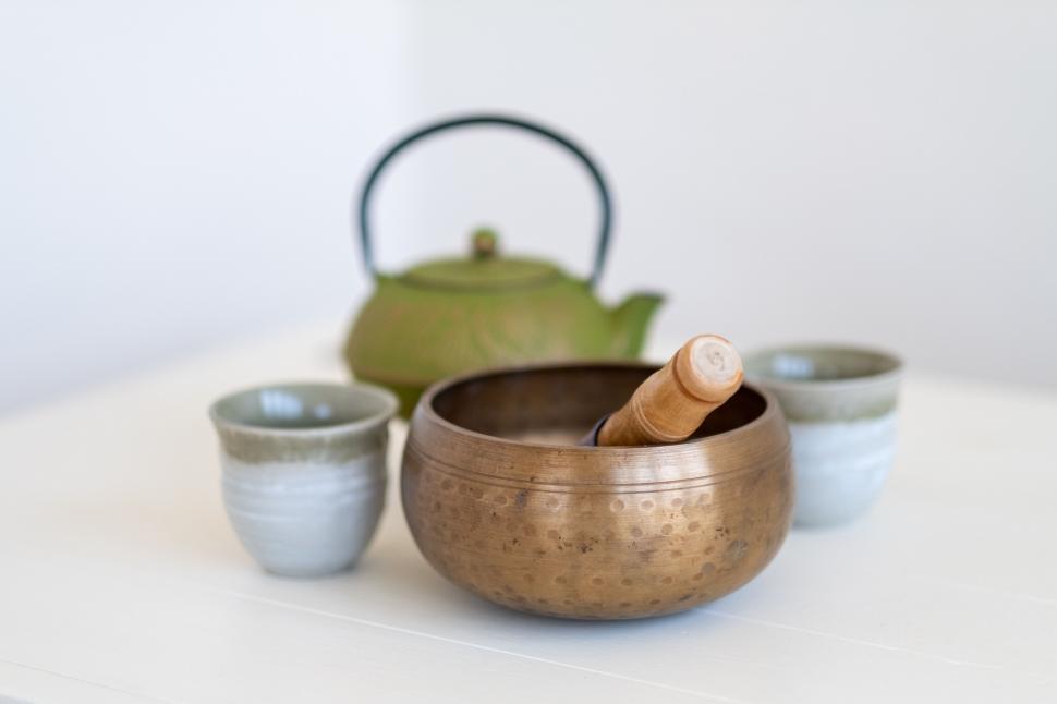 Free Stock Photo of Zen bowl with teapot and ceramic cups | Download ...