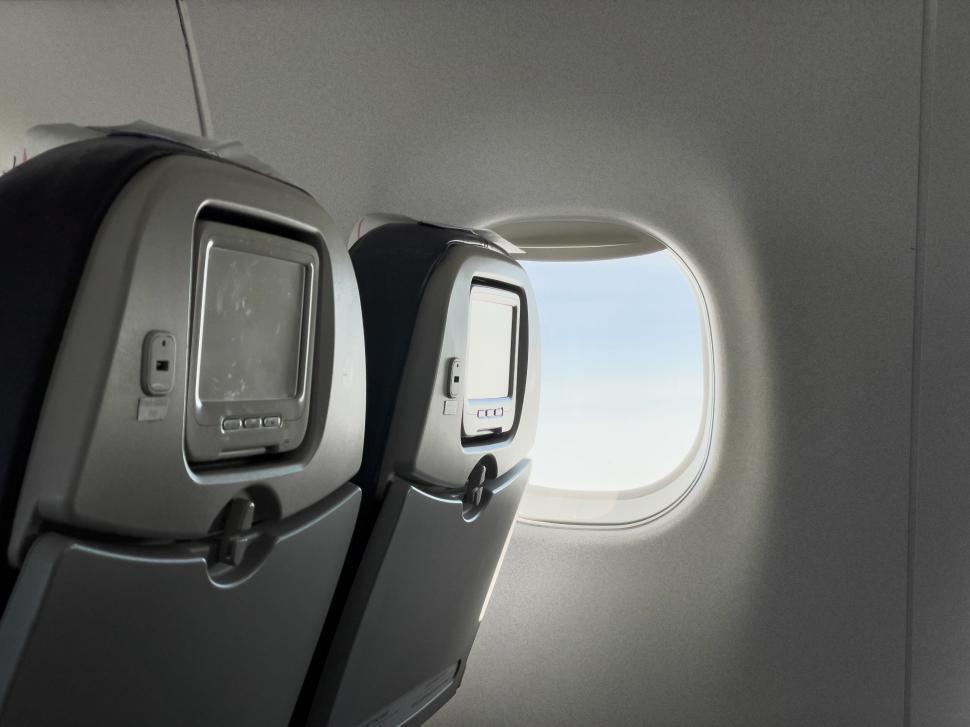Free Stock Photo of Airplane interior with view through window ...