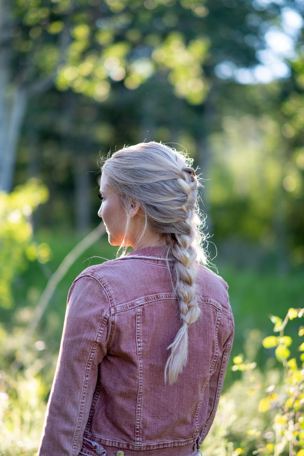 Free Stock Photo of Woman in denim with braided hair walking away ...
