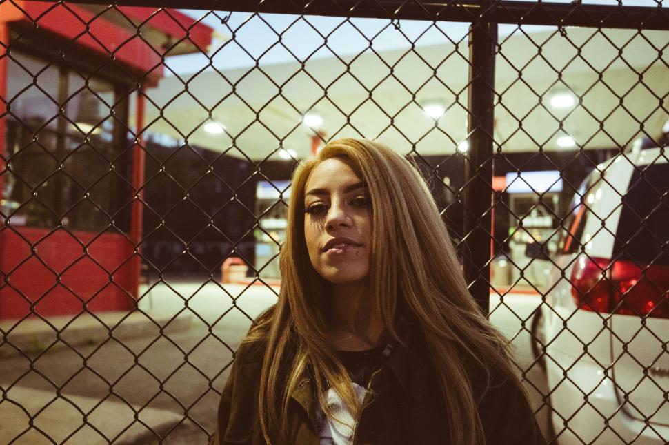 Free Stock Photo of Woman standing behind chain link fence | Download ...