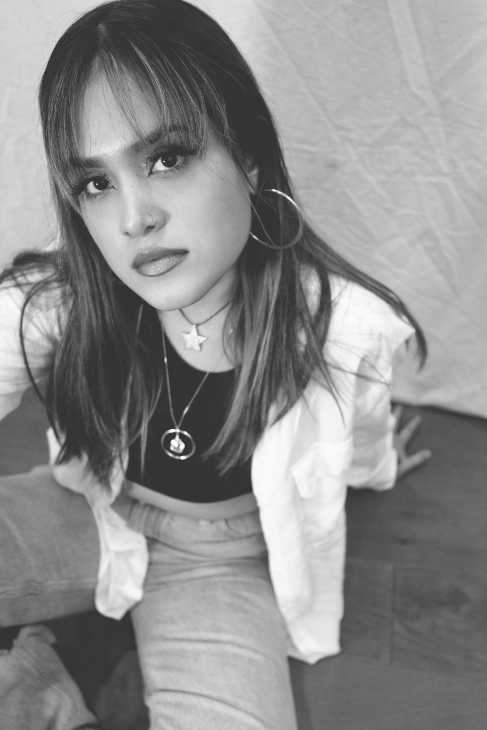 Free Stock Photo of Young woman in a B&W photoshoot pose | Download ...