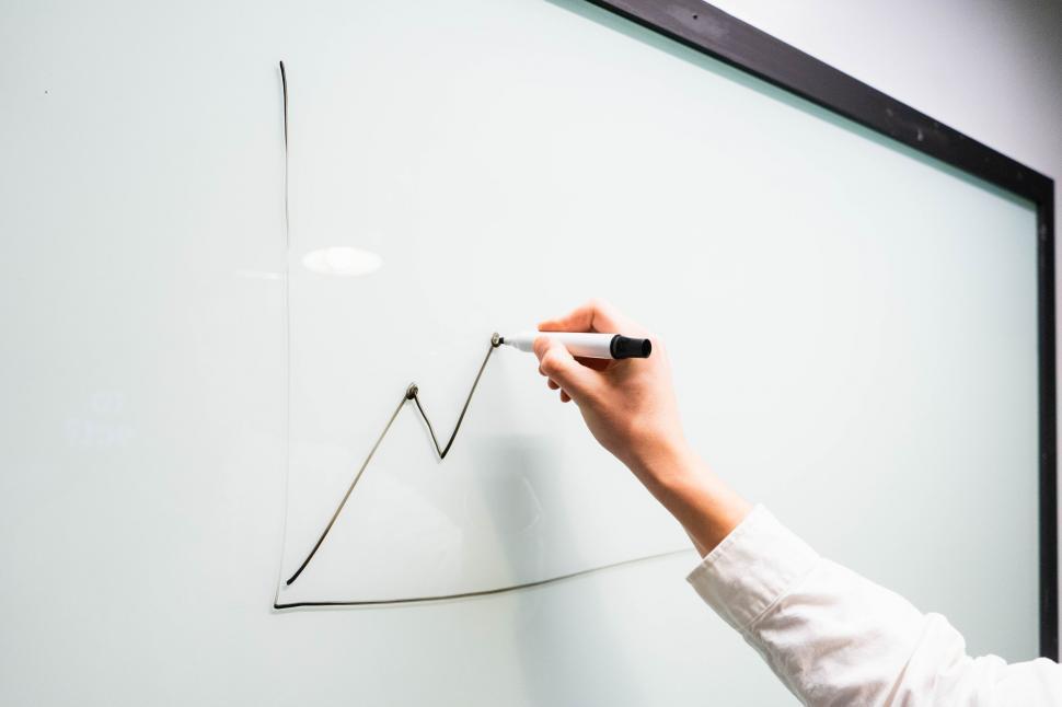 Free Stock Photo of Person drawing a line graph on whiteboard ...