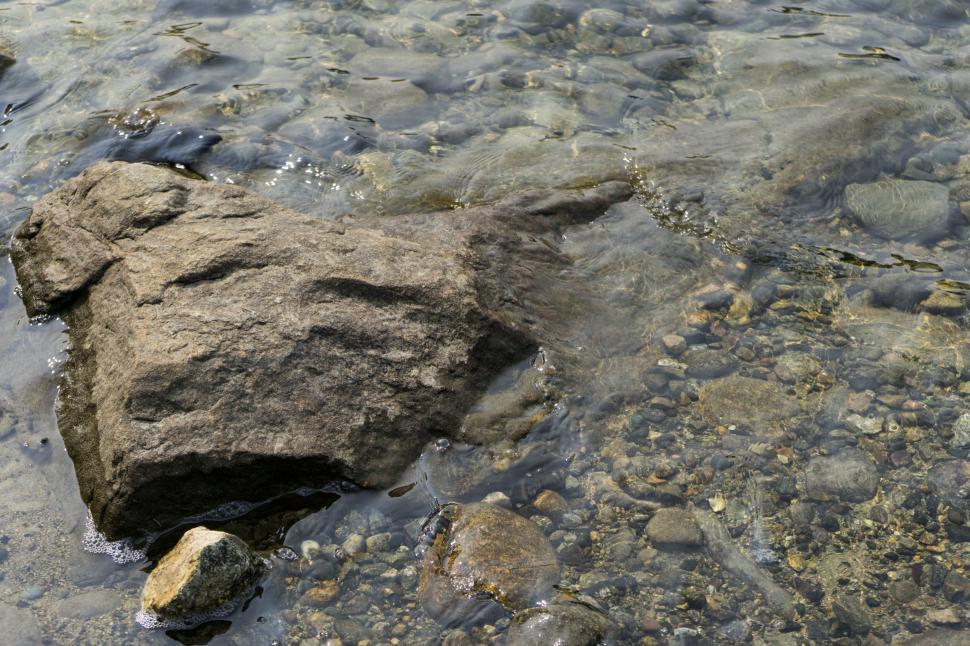 Free Stock Photo of Large rock in clear water stream | Download Free ...