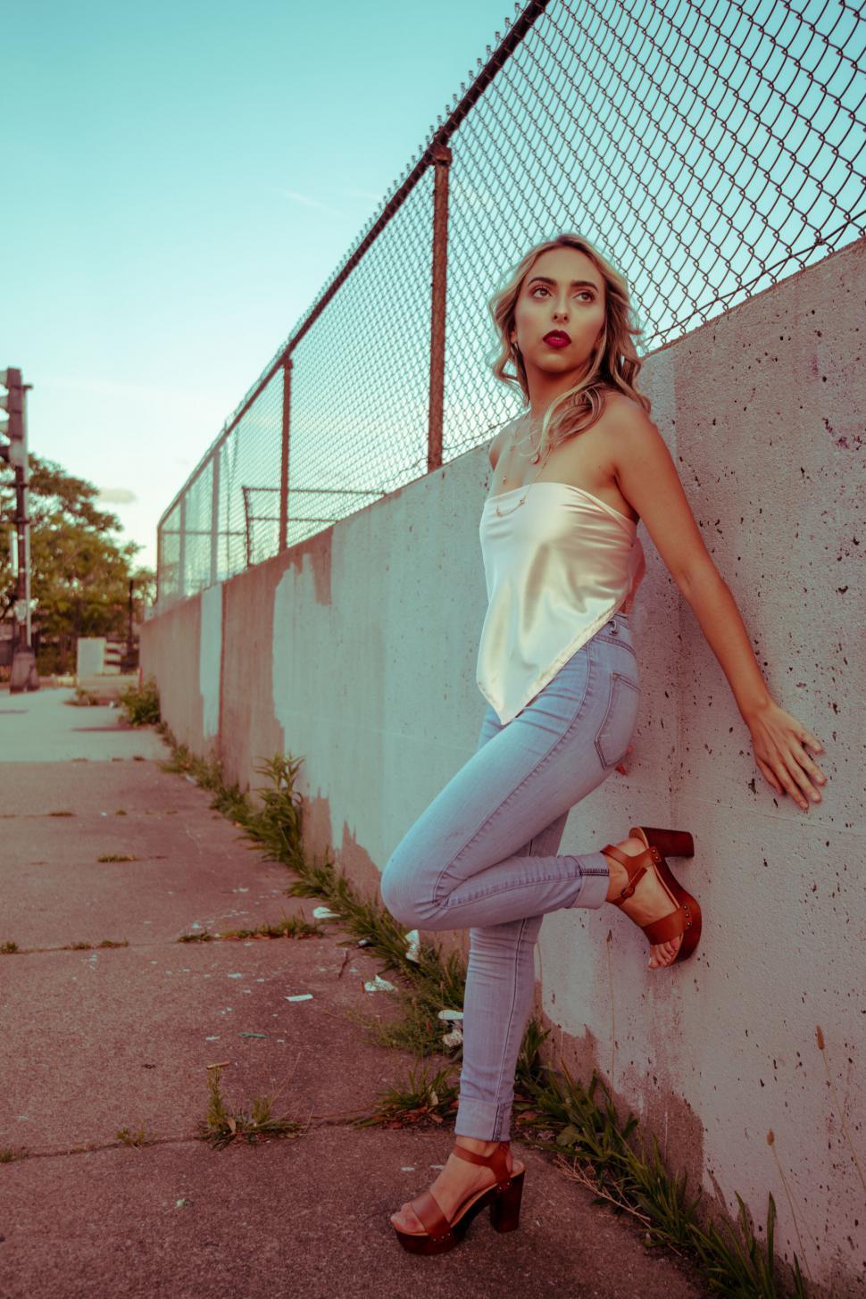 Free Stock Photo of Fashion model posing by urban fence | Download Free ...