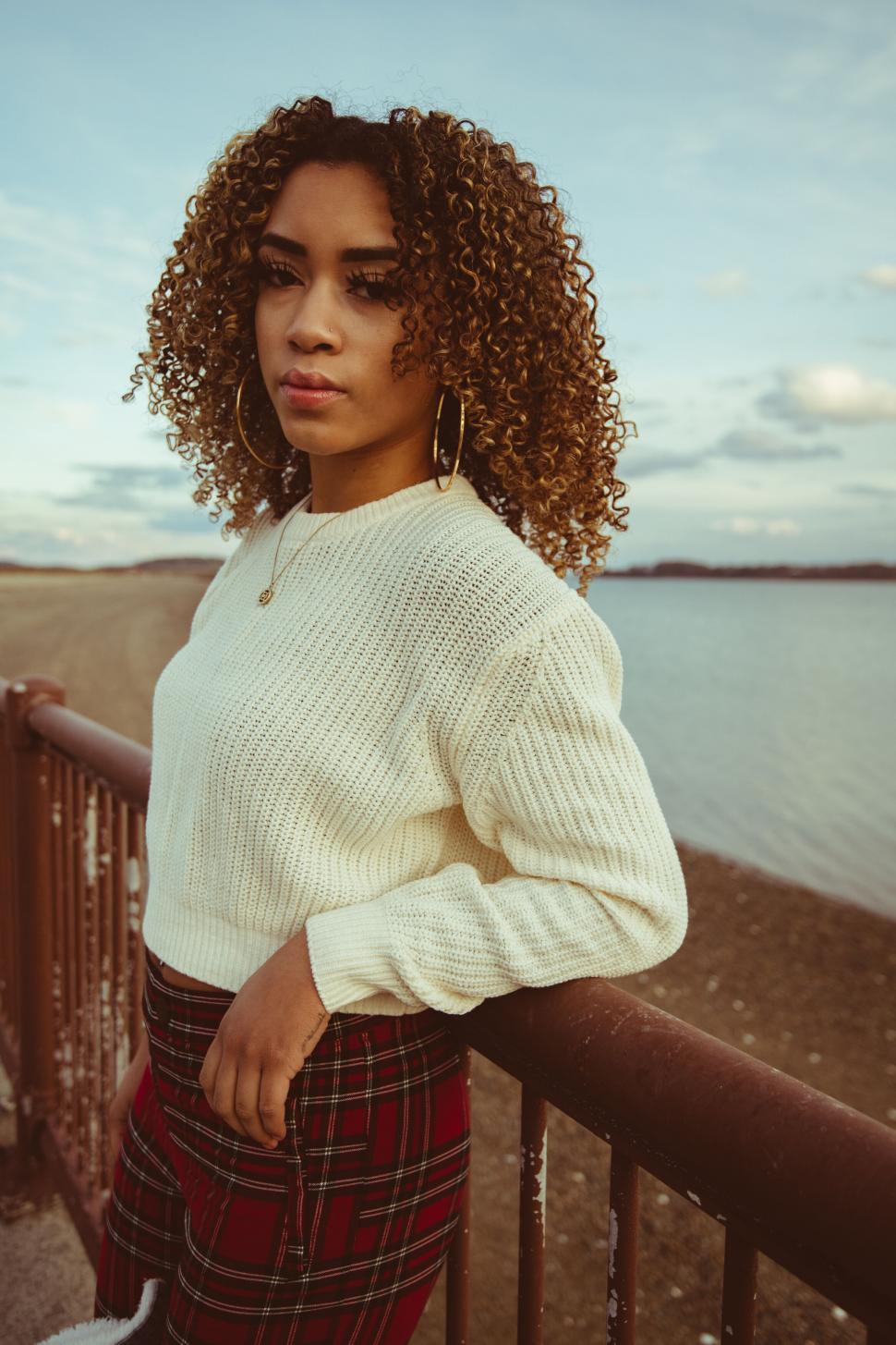 Free Stock Photo of Curly-haired woman by the lakeside | Download Free ...