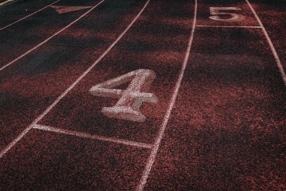 Free Stock Photo of Number four on red running track | Download Free ...