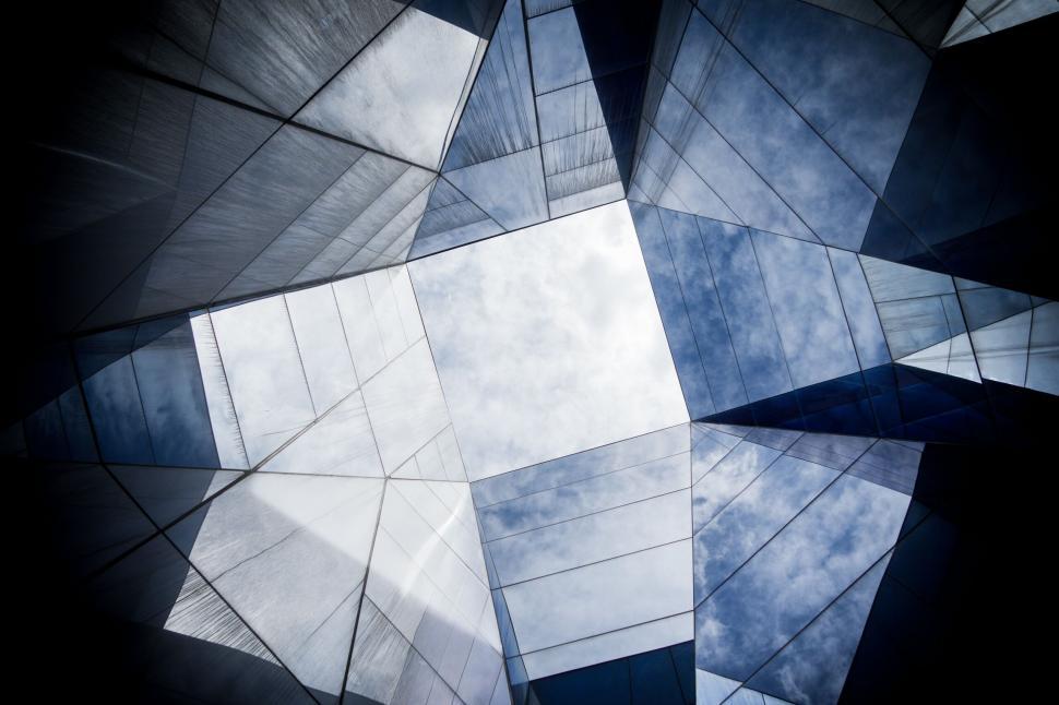 Free Stock Photo of Abstract geometric view of modern glass building ...